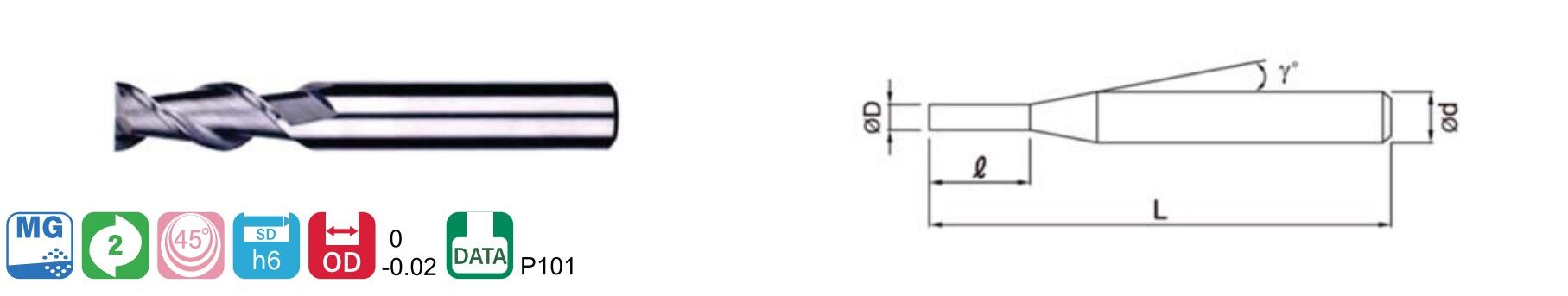 GASEM-2 | Dao phay nhôm 2 me, 45°, đầu vuông vừa - Jian Chen